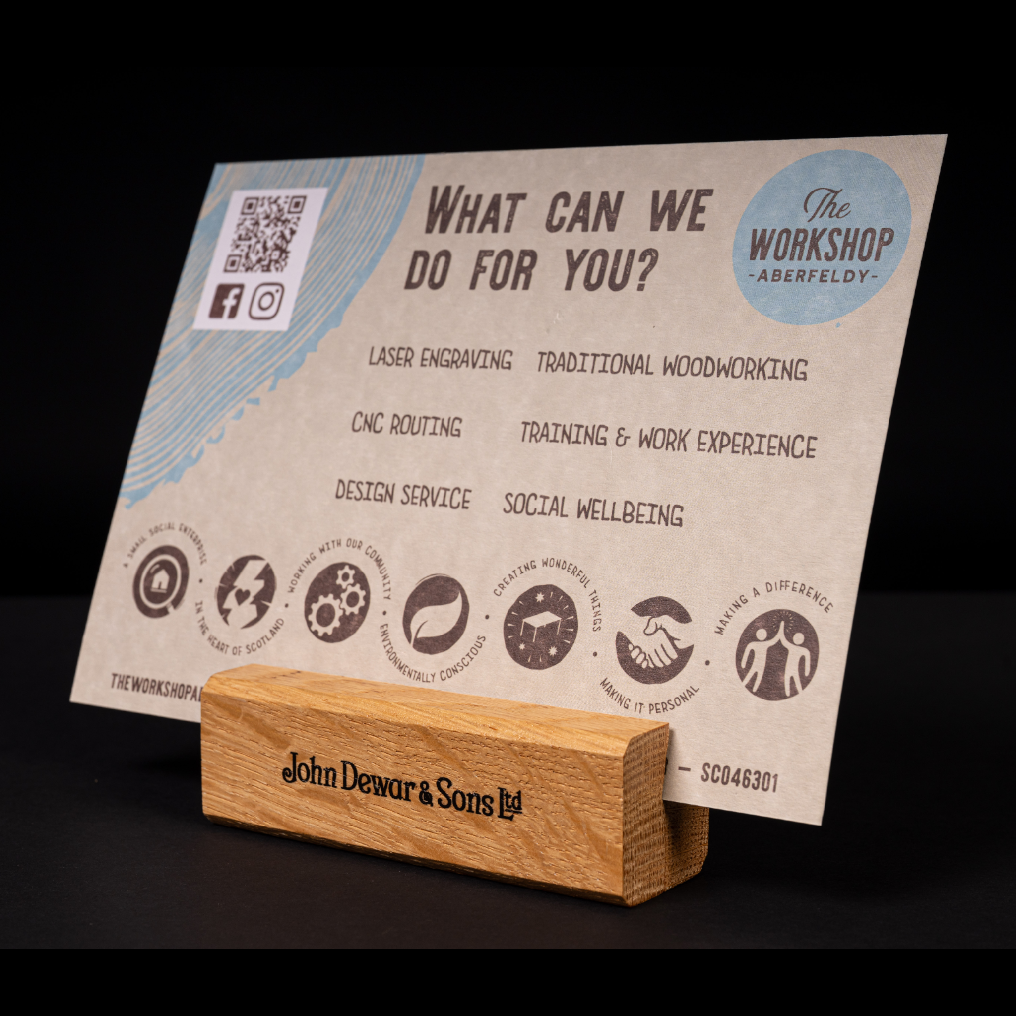 Bespoke menu / information card holders – The Workshop Aberfeldy